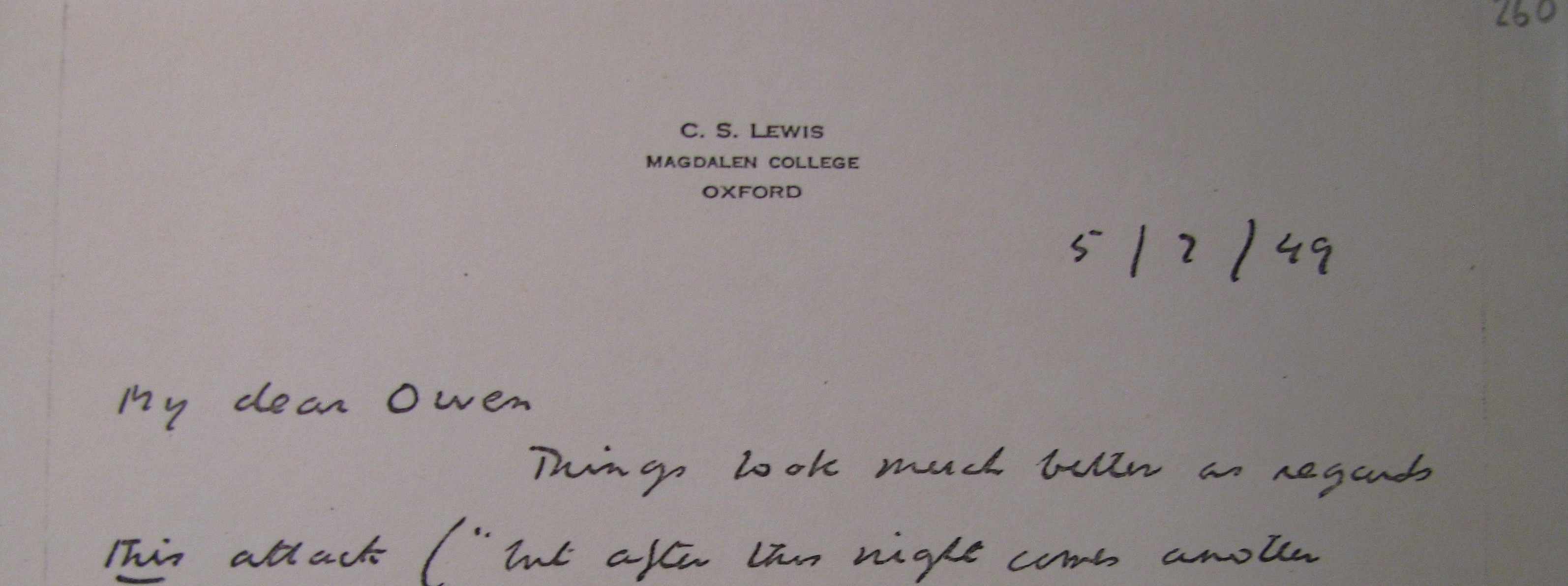 Unpublished C.S. Lewis Letter – Journal of Inklings Studies